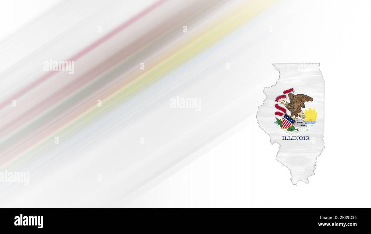 Map of Illinois, flag map, National colors background Stock Photo - Alamy