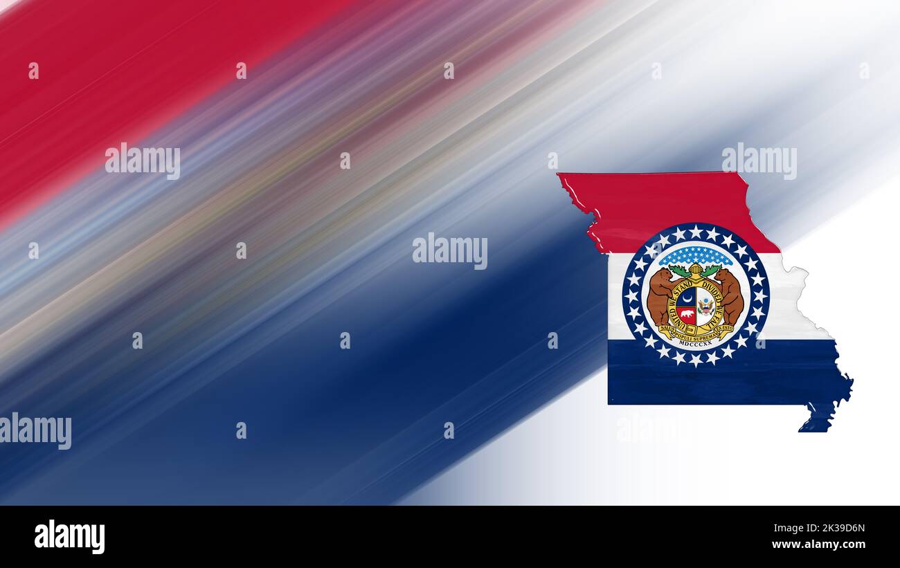 Map of Missouri, flag map, National colors background Stock Photo - Alamy