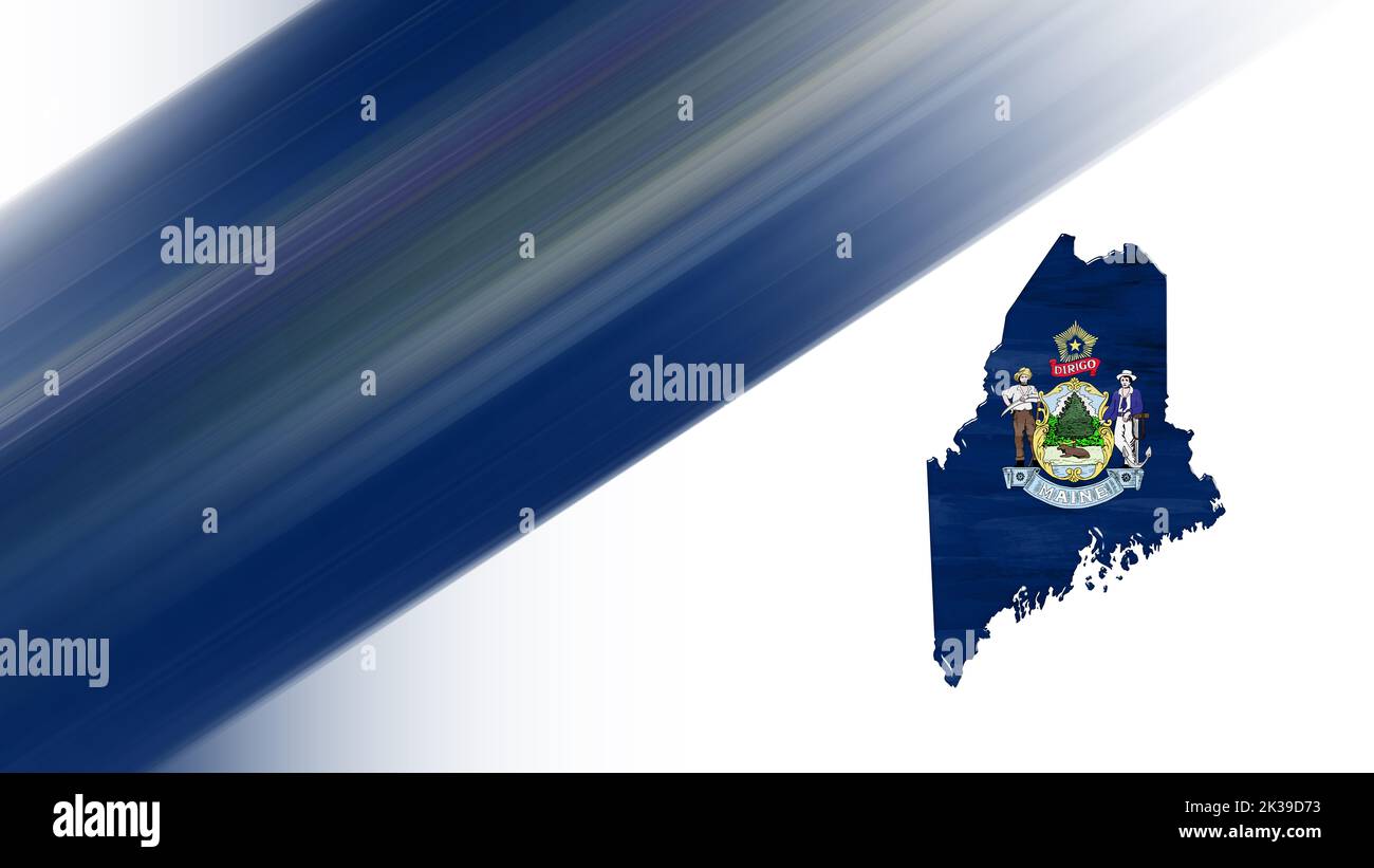 Map of Maine, flag map, National colors background Stock Photo - Alamy