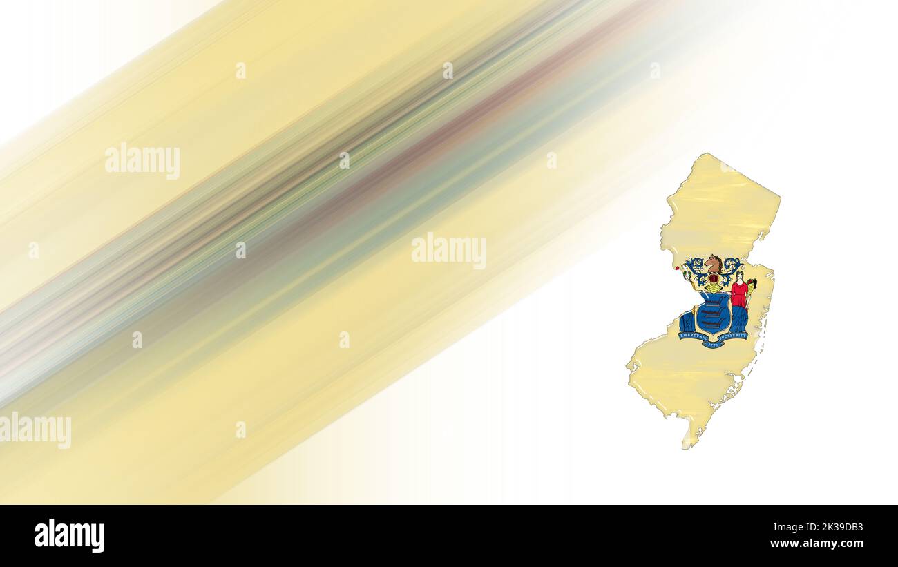 Map of New Jersey, flag map, National colors backgroun Stock Photo - Alamy