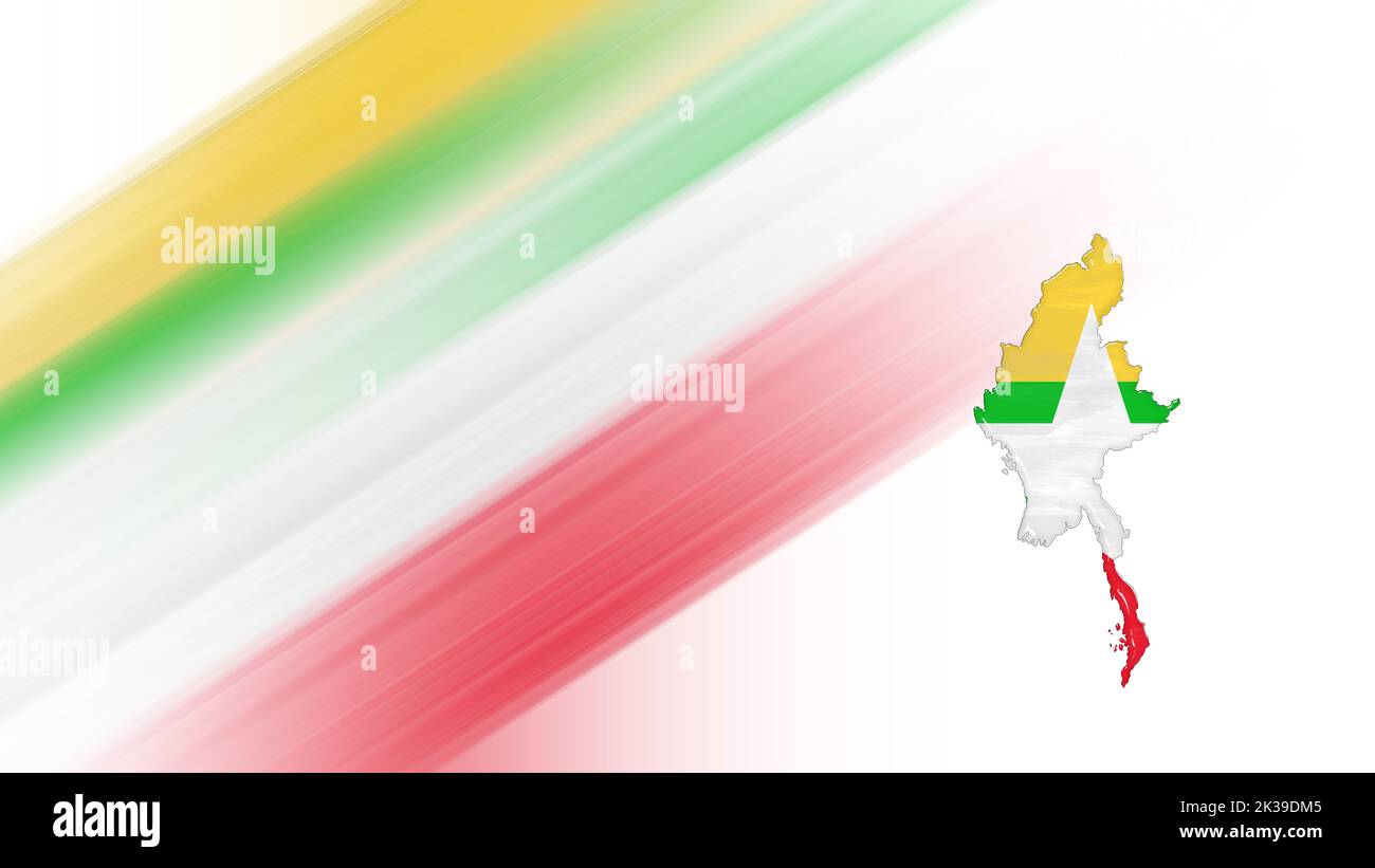 Map of Myanmar, flag map, National colors background Stock Photo - Alamy