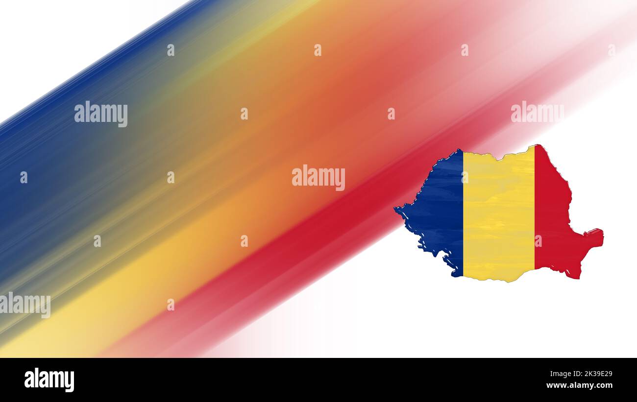 Map of Romania, flag map, National colors background Stock Photo - Alamy