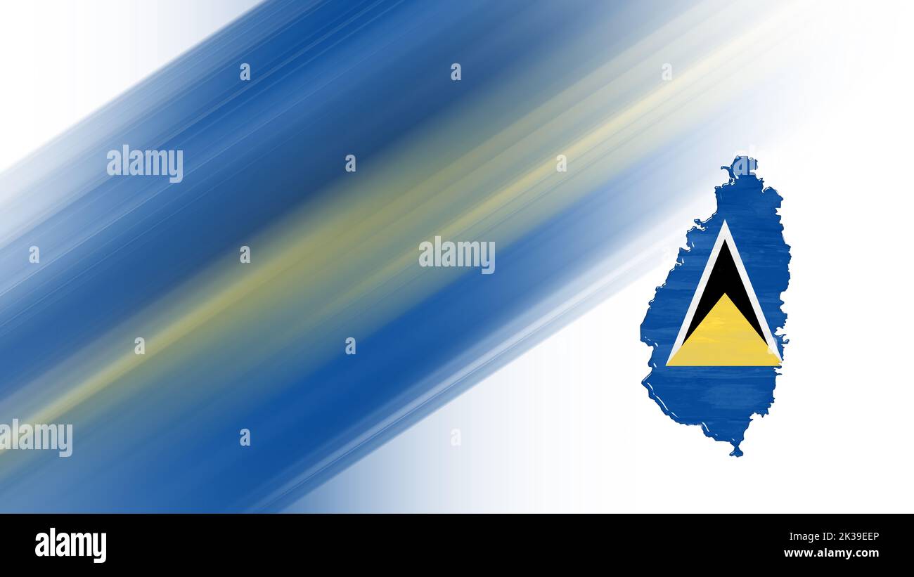 Map of Saint Lucia, flag map, National colors background Stock Photo ...