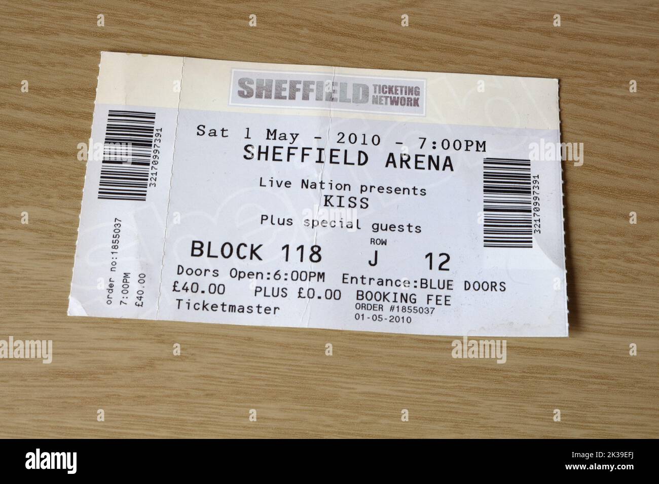 Concert ticket, KISS at Sheffield arena 2010 Stock Photo - Alamy