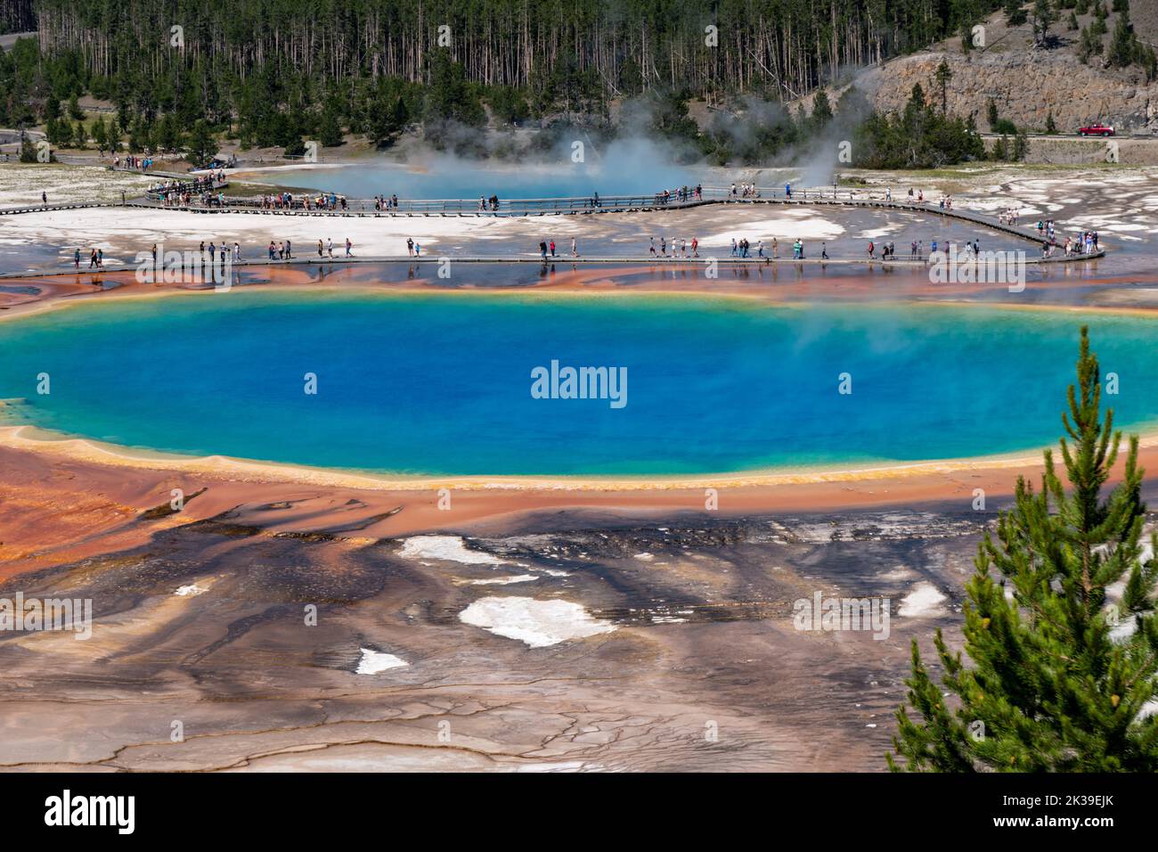 View of Grand Prismatic Spring from the Fairy Falls overlook and ...