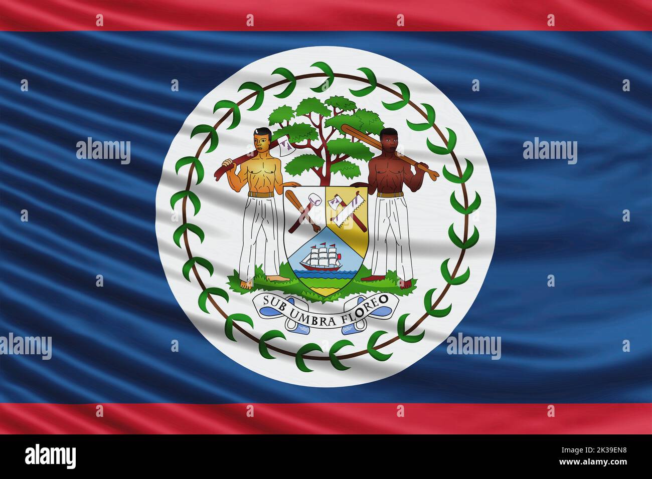 Belize Flag Wave Close Up, national flag background Stock Photo - Alamy