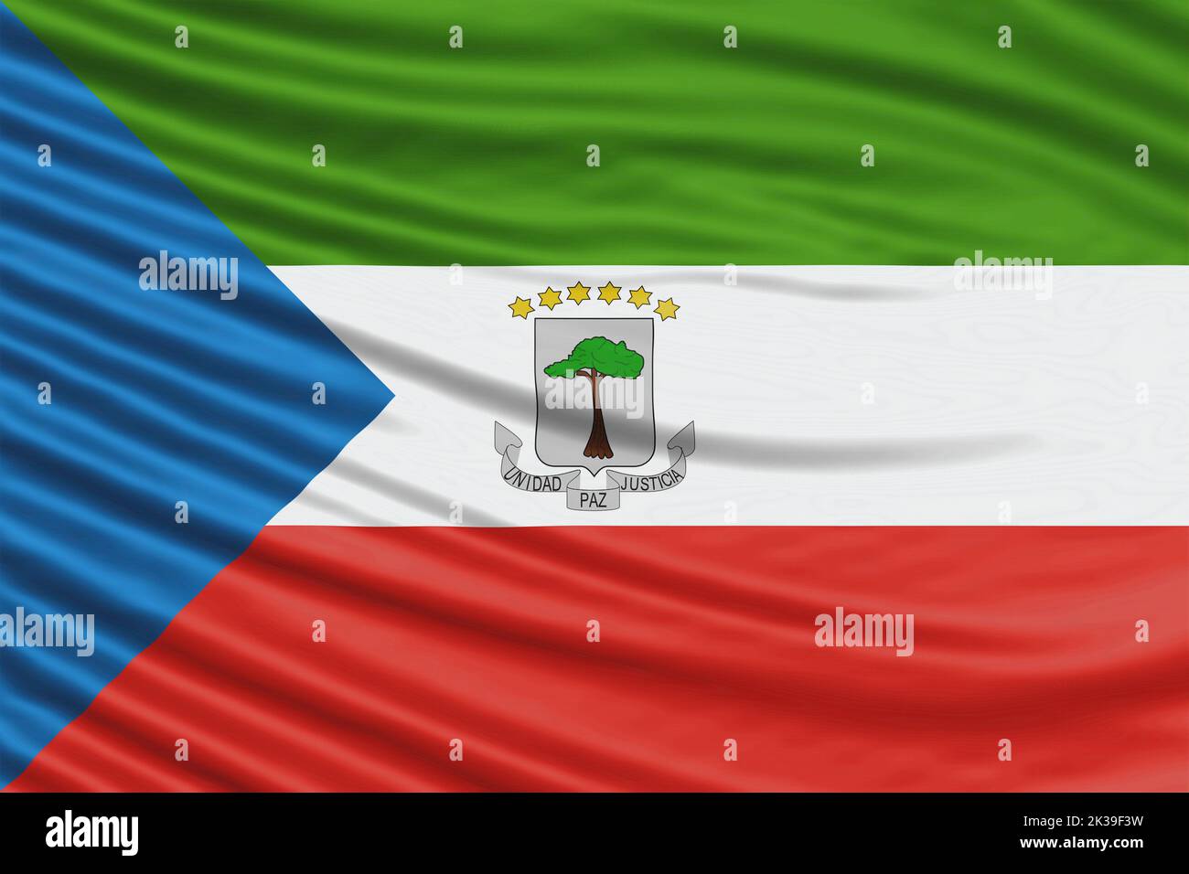 Equatorial Guinea Flag Wave Close Up, national flag background Stock ...