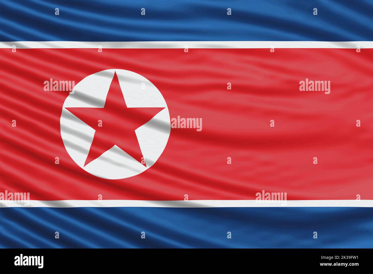 North Korea Flag Wave Close Up, national flag background Stock Photo ...