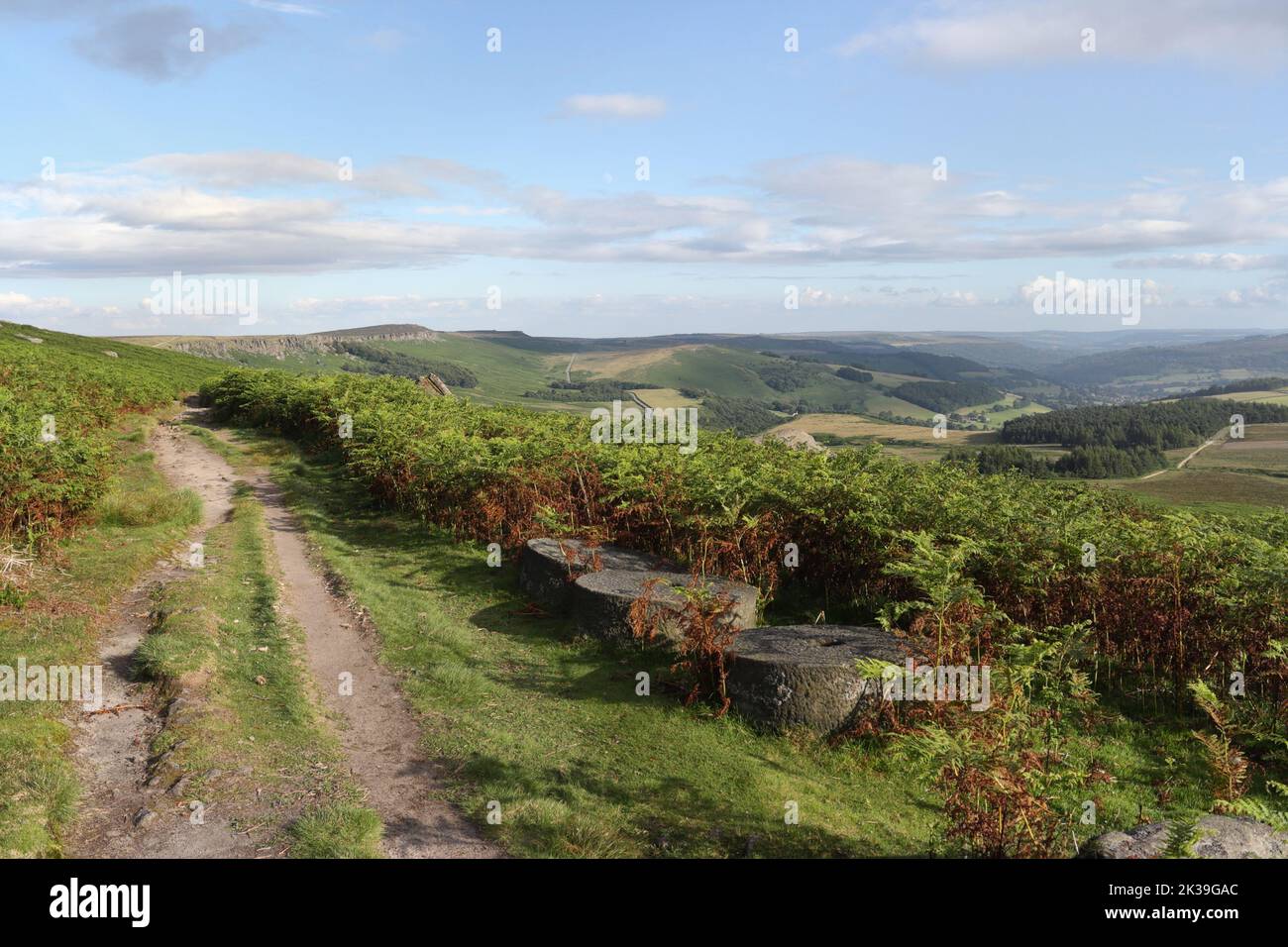 Stanage Edge, Peak District national park scenic landscape view ...