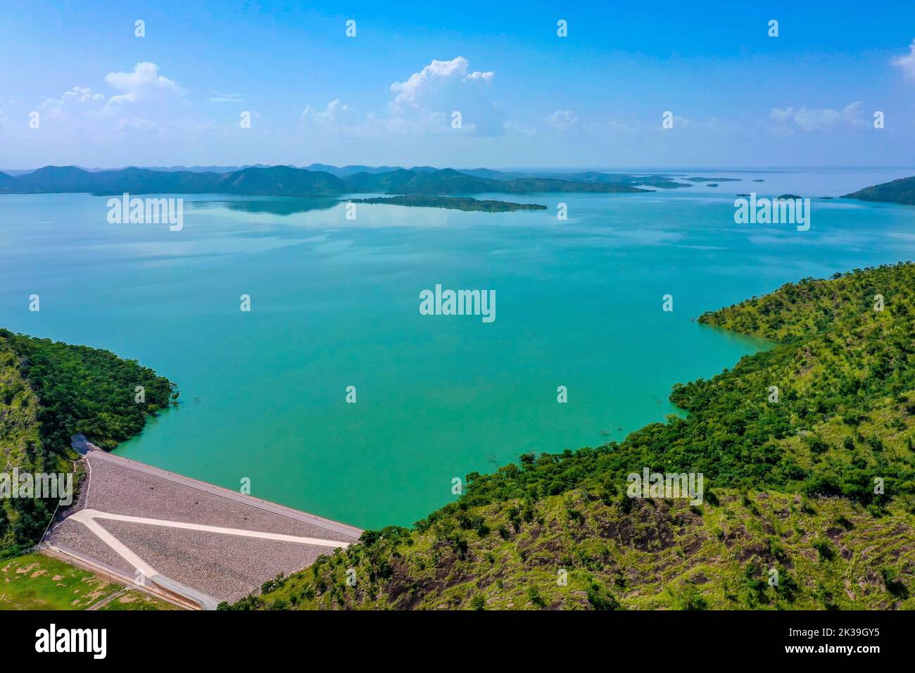 an aerial view of blue dam water Stock Photo - Alamy