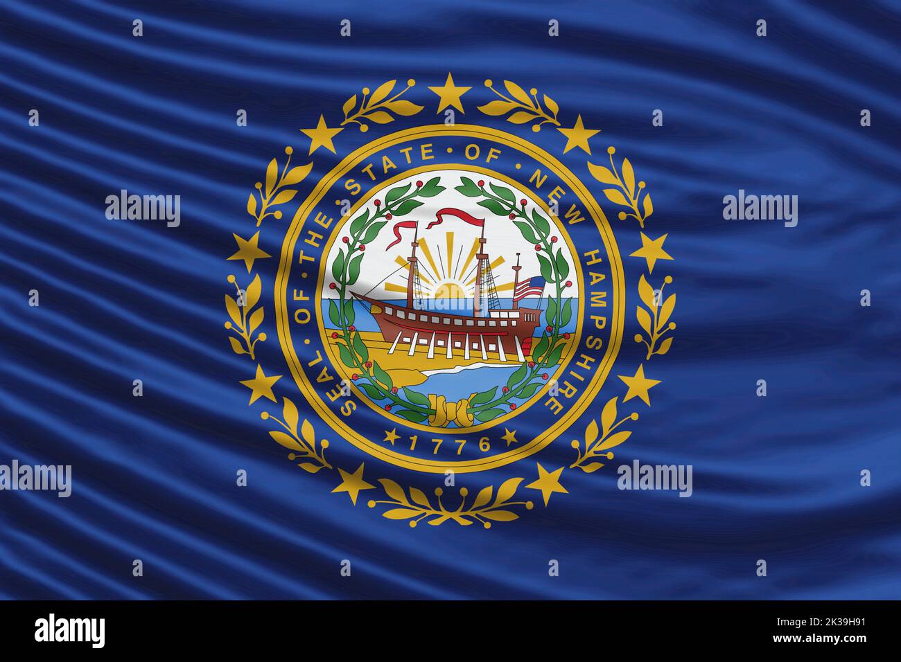New Hampshire state Flag Wave Close Up, New Hampshire flag background ...