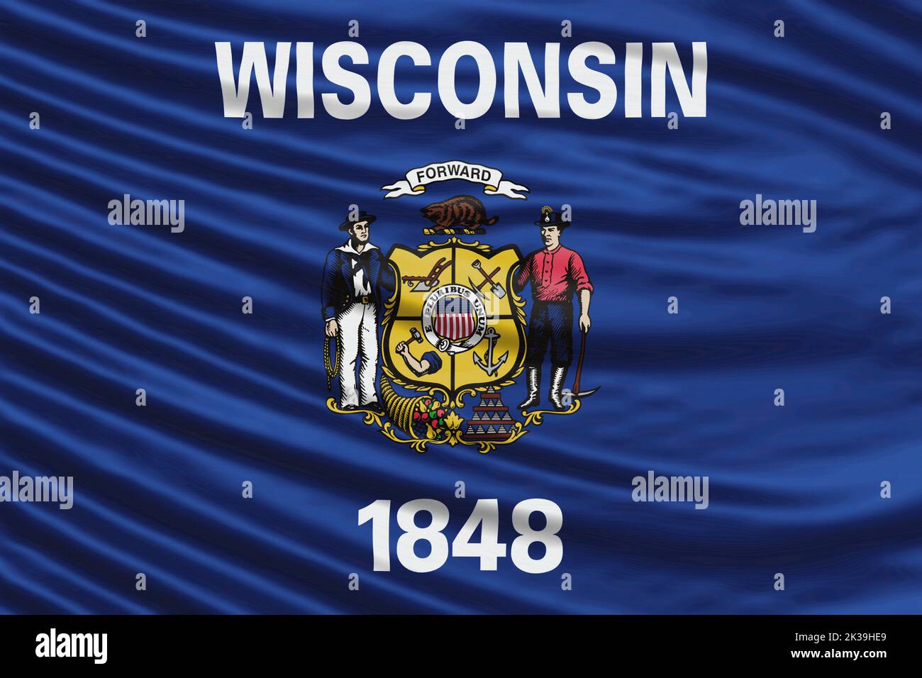Wisconsin state Flag Wave Close Up, Wisconsin flag background Stock ...