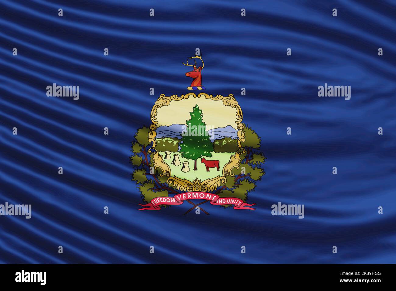 Vermont state Flag Wave Close Up, Vermont flag background Stock Photo ...