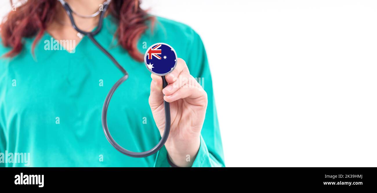 Australia national healthcare system female doctor with stethoscope ...