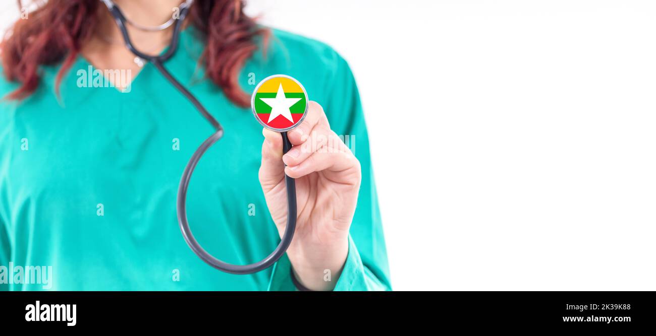 Myanmar national healthcare system female doctor with stethoscope Stock ...