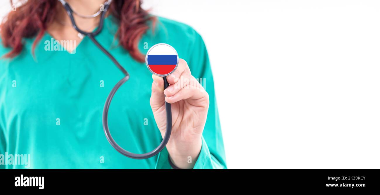 Russia national healthcare system female doctor with stethoscope Stock ...