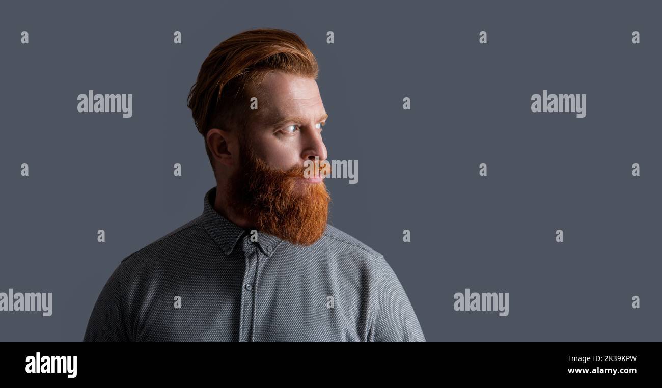 Profile portrait of bearded man. Irish man with beard and mustache ...