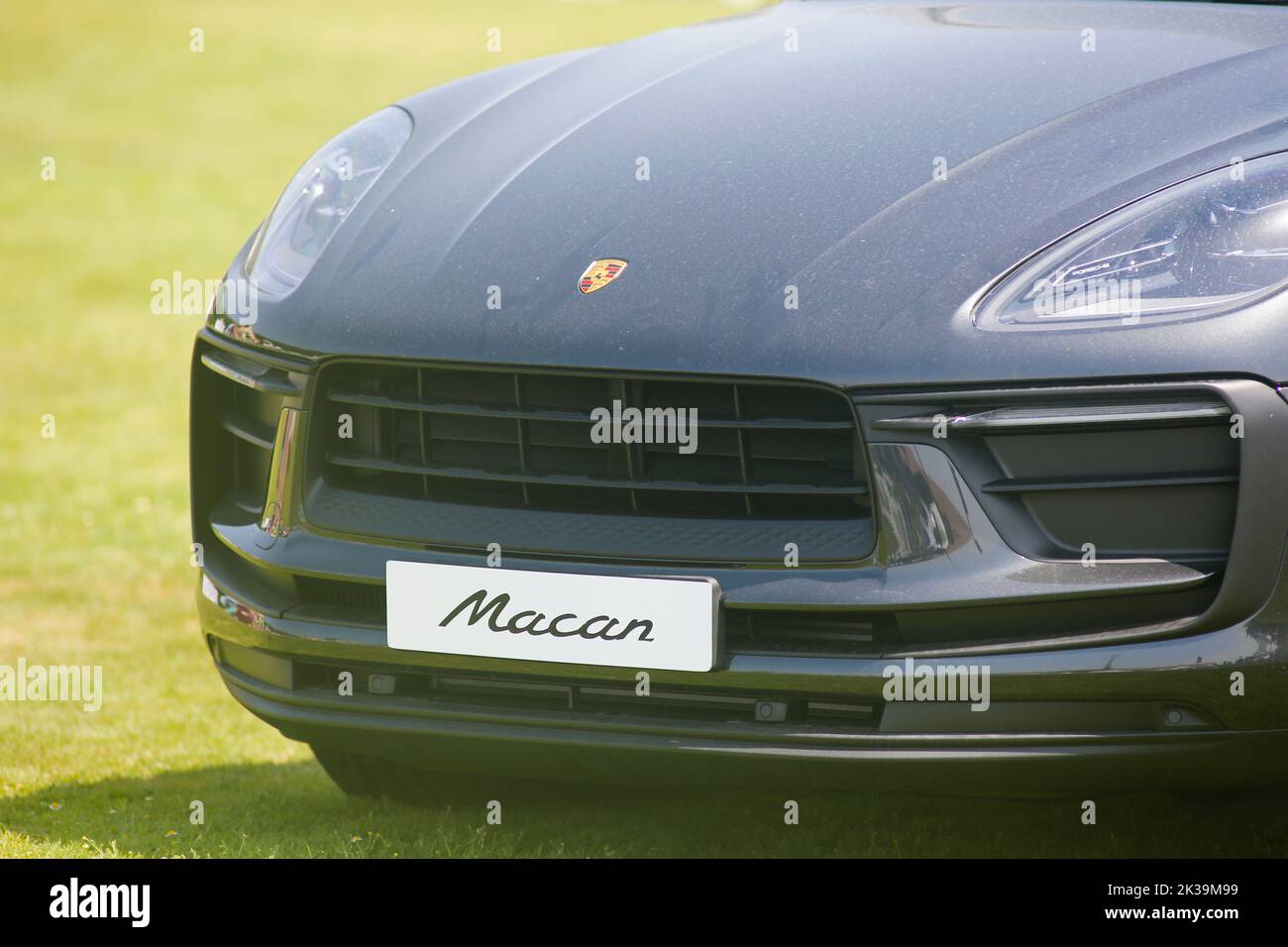 Coruna-Spain.Front view of the Porsche Macan model suv car on July 17 ...