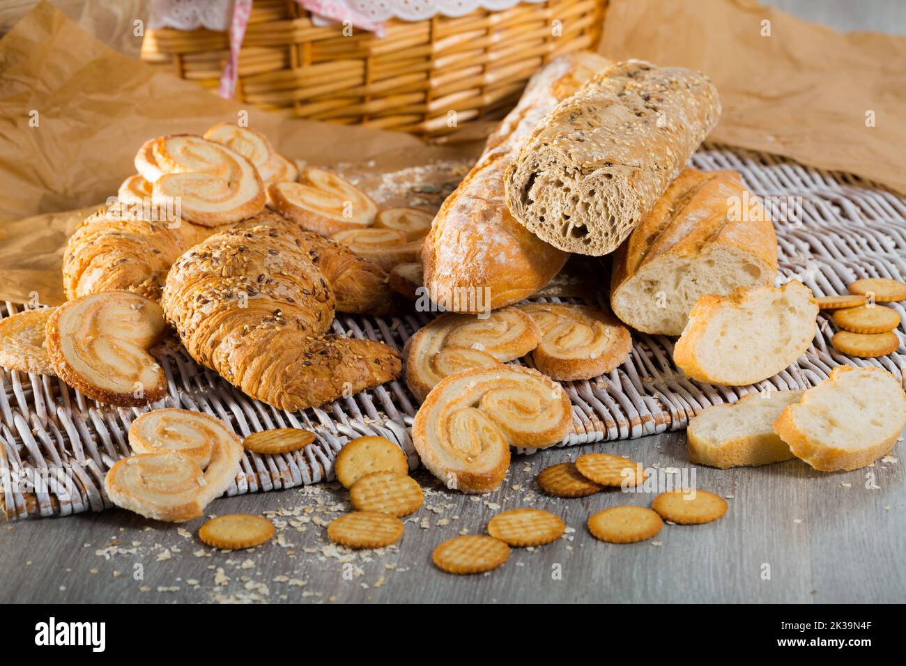 Different assortment of bread and bakery products Stock Photo - Alamy