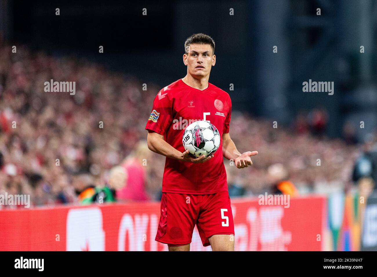 Copenhagen, Denmark. 25th Sep, 2022. Joakim Maehle (5) of Denmark seen ...