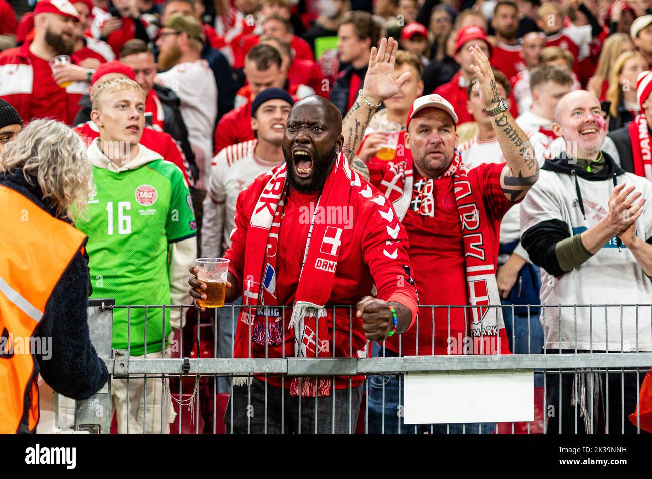 Copenhagen, Denmark. 25th Sep, 2022. Football fans of Denmark seen on ...