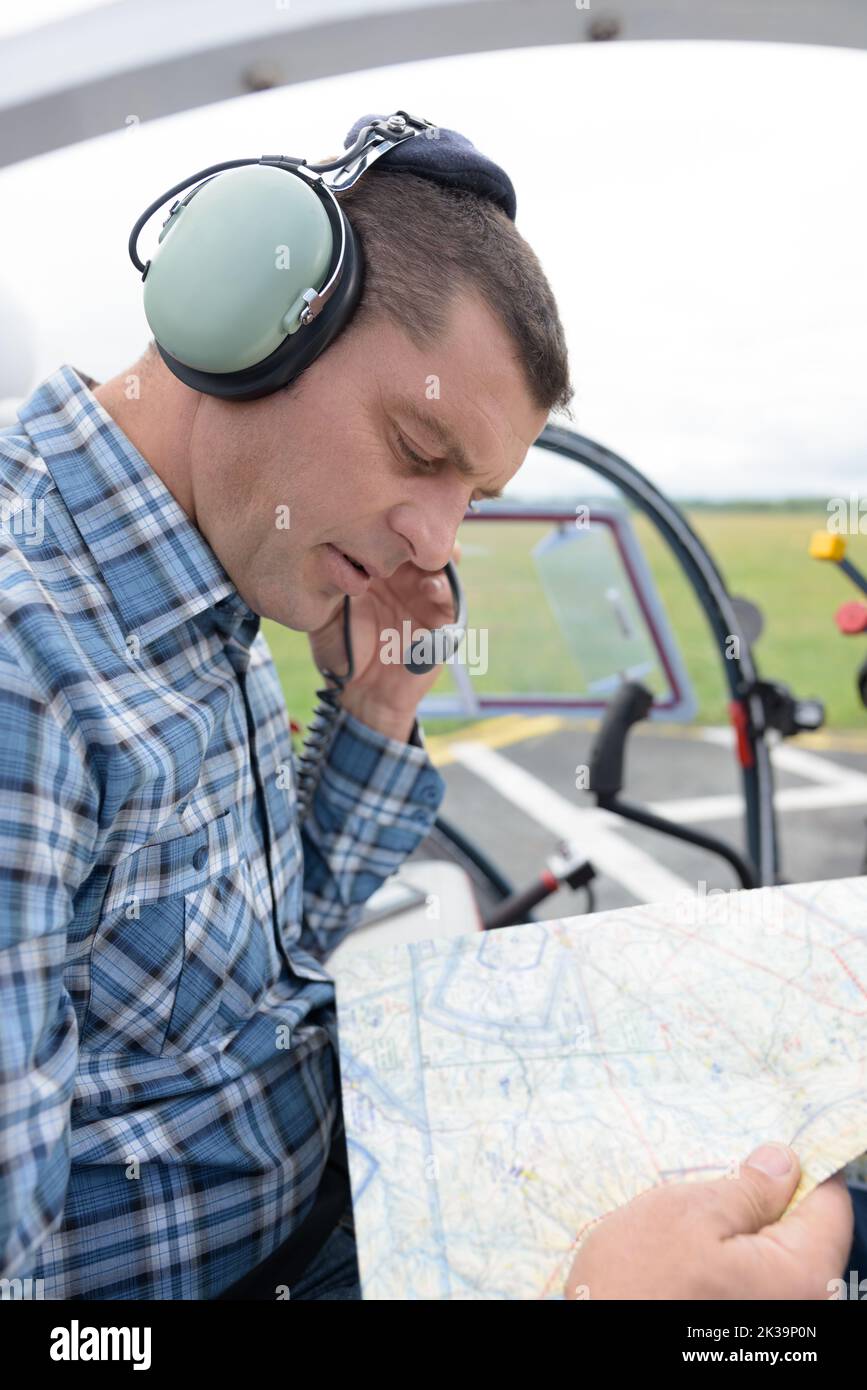man in cockpit of aircraft Stock Photo - Alamy