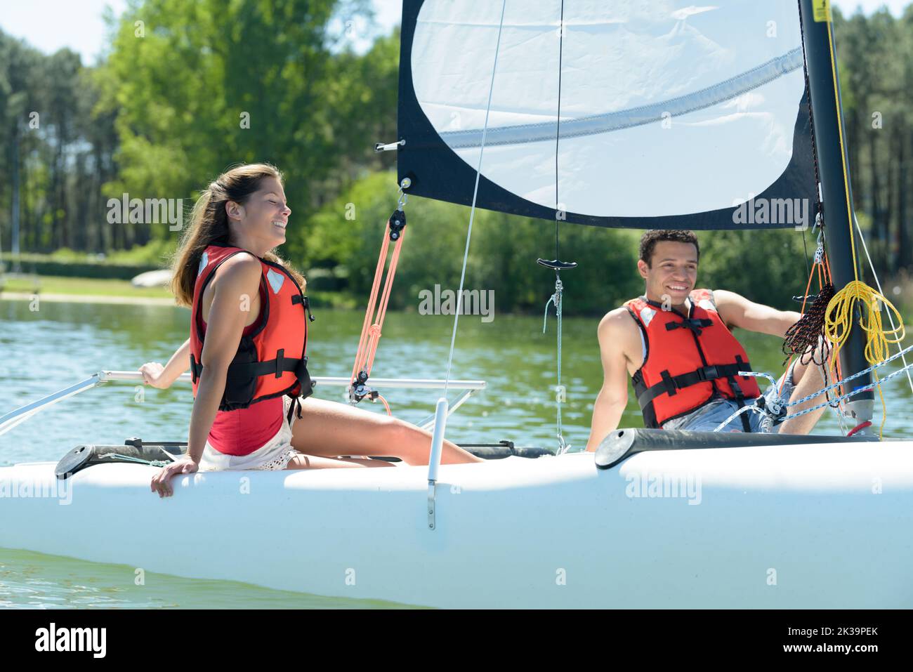 catamaran sails for training session Stock Photo - Alamy