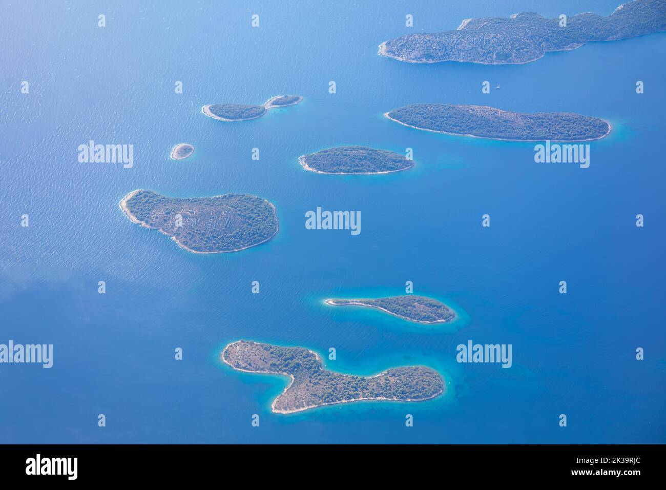 Islands of Croatia in Adriatic Sea , aerial view . islets in blue water ...