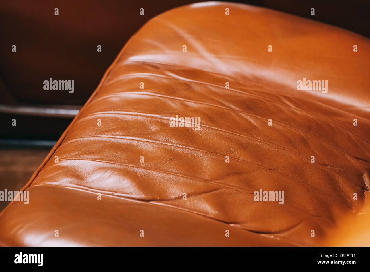 Upholstery of the seats in the car interior is leather with neat ...