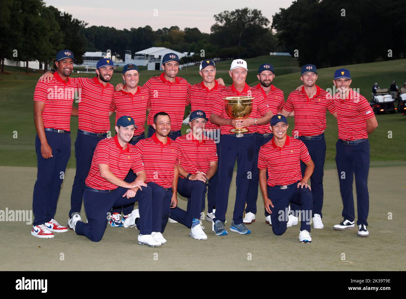 CHARLOTTE, NC - SEPTEMBER 25: USA Presidents Cup team poses for a group photo with the ...