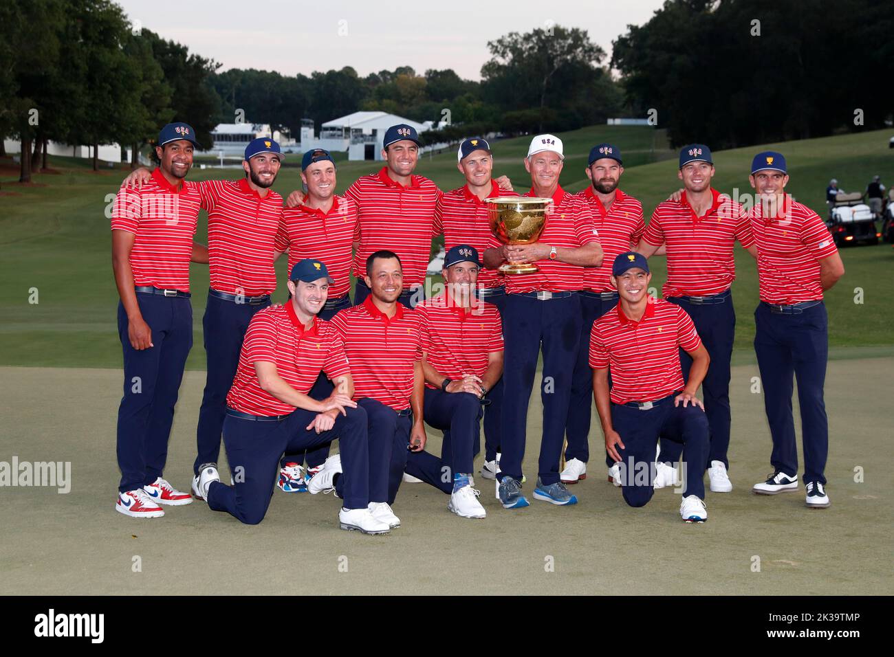 CHARLOTTE, NC - SEPTEMBER 25: USA Presidents Cup team poses for a group photo with the ...