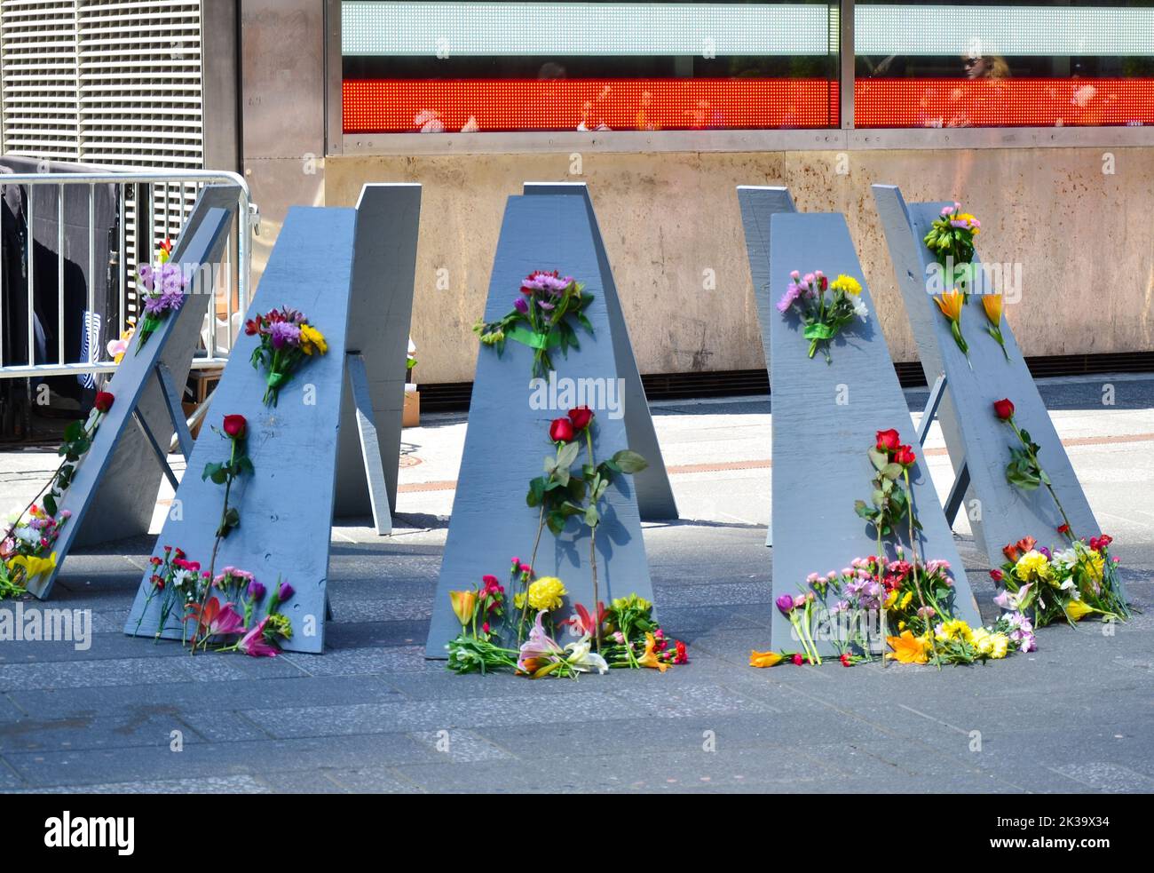 A small layout of the Armenian Genocide Memorial Complex with flowers ...