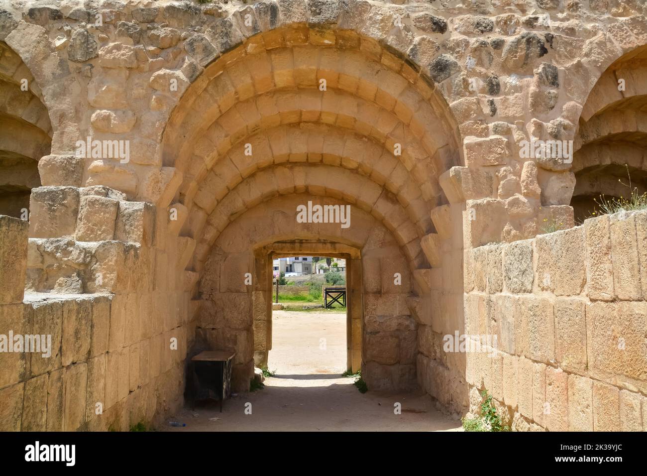 An ancient nymphaeum in the Roman city of Gerasa, present-day Jerash ...