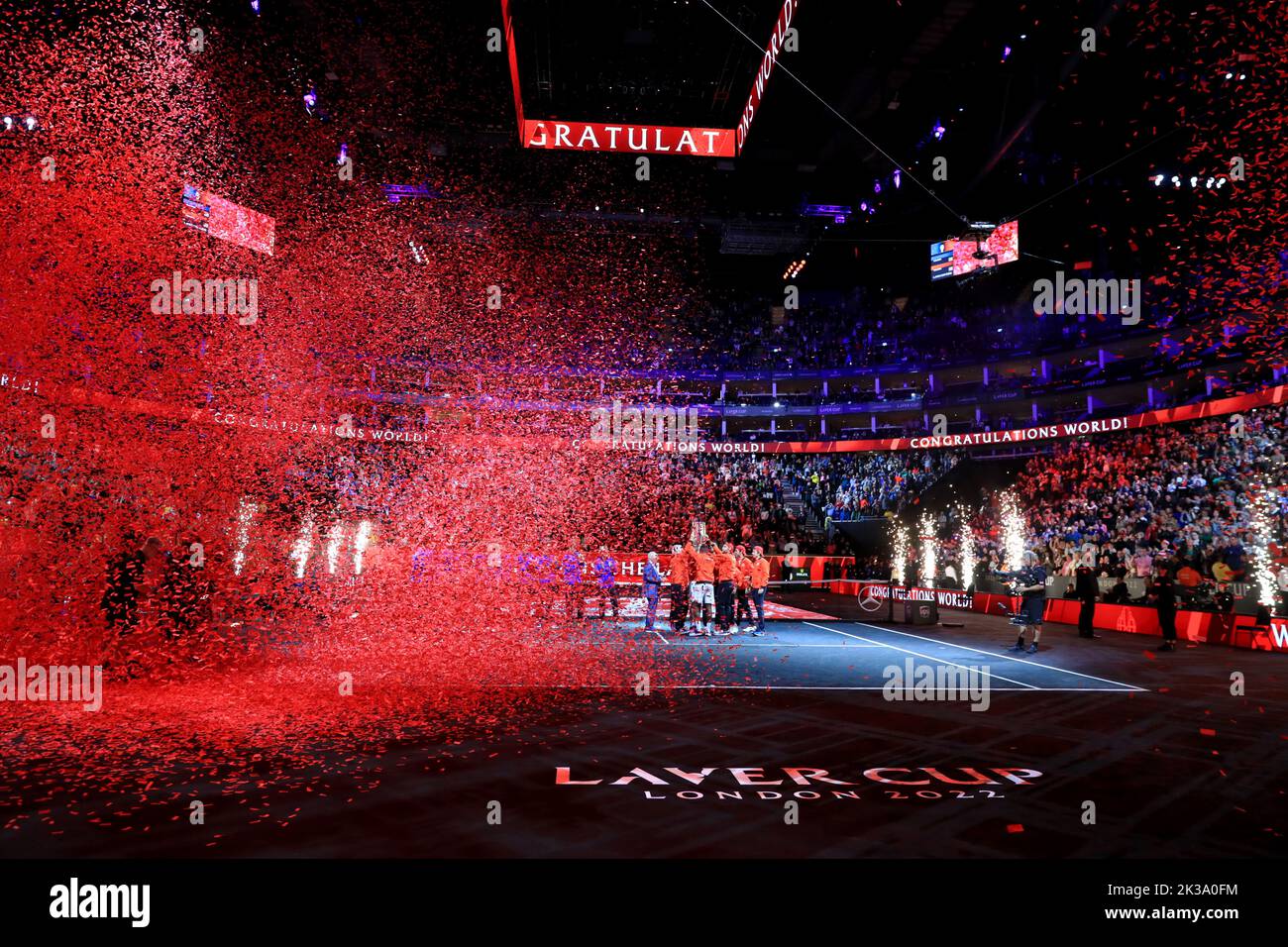 London, Britain. 26th Sep, 2022. Team World celebrate on the trophy ...