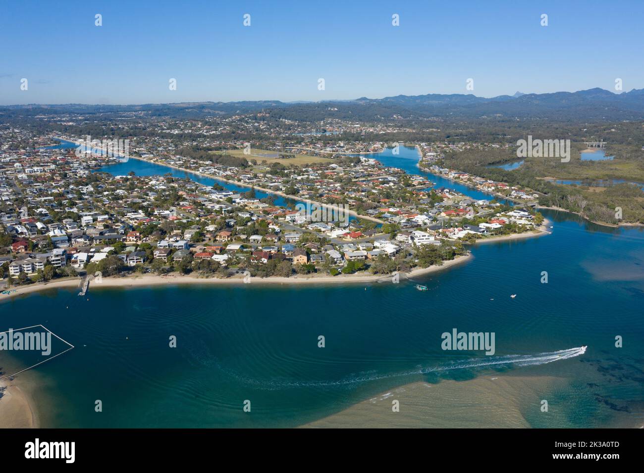 Tallebudgera Creek At Burleigh Heads And The Gold Coast Town Of Palm