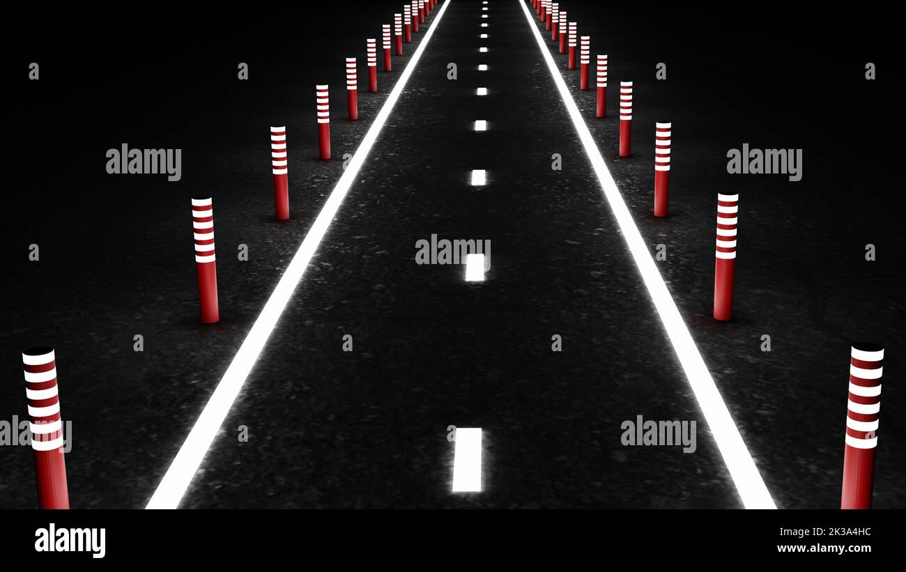 single way highway 3d imaginary road illustration, empty road abstract ...