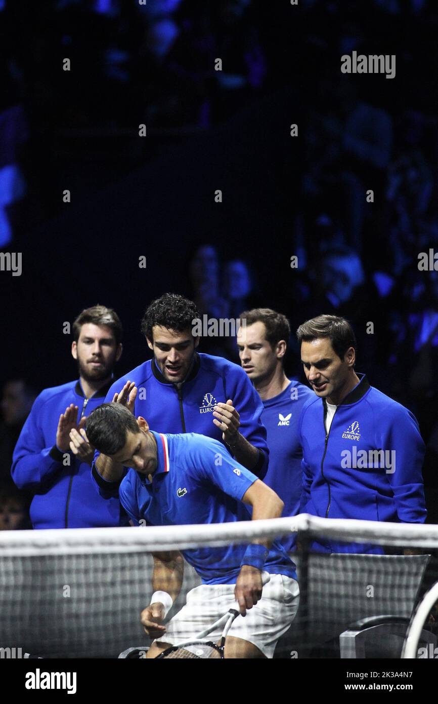 London, UK. 25th Sep, 2022. The Team Europe bench during the ATP Laver ...