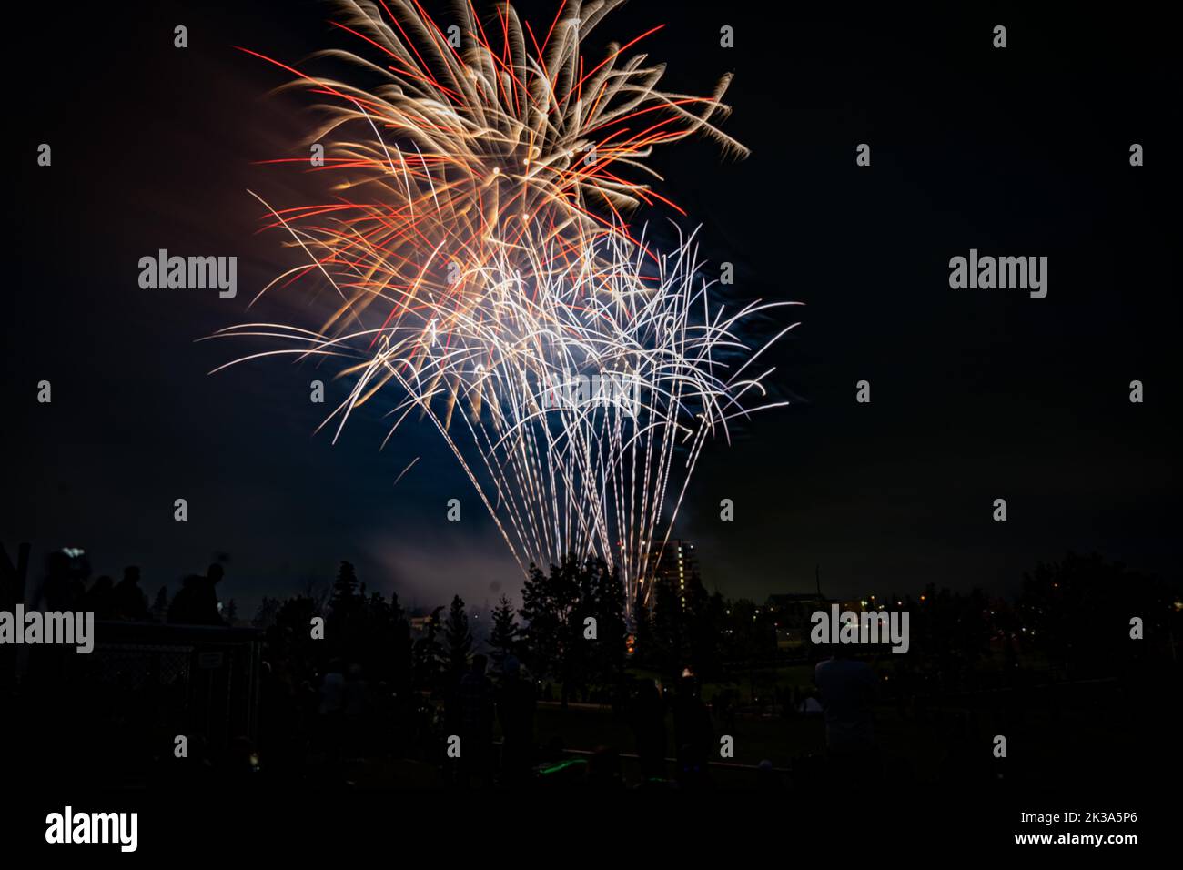Vibrant fireworks during the Canada Day in Edmonton Stock Photo - Alamy