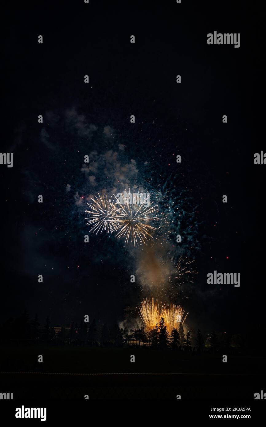 Vibrant fireworks during the Canada Day in Edmonton Stock Photo - Alamy