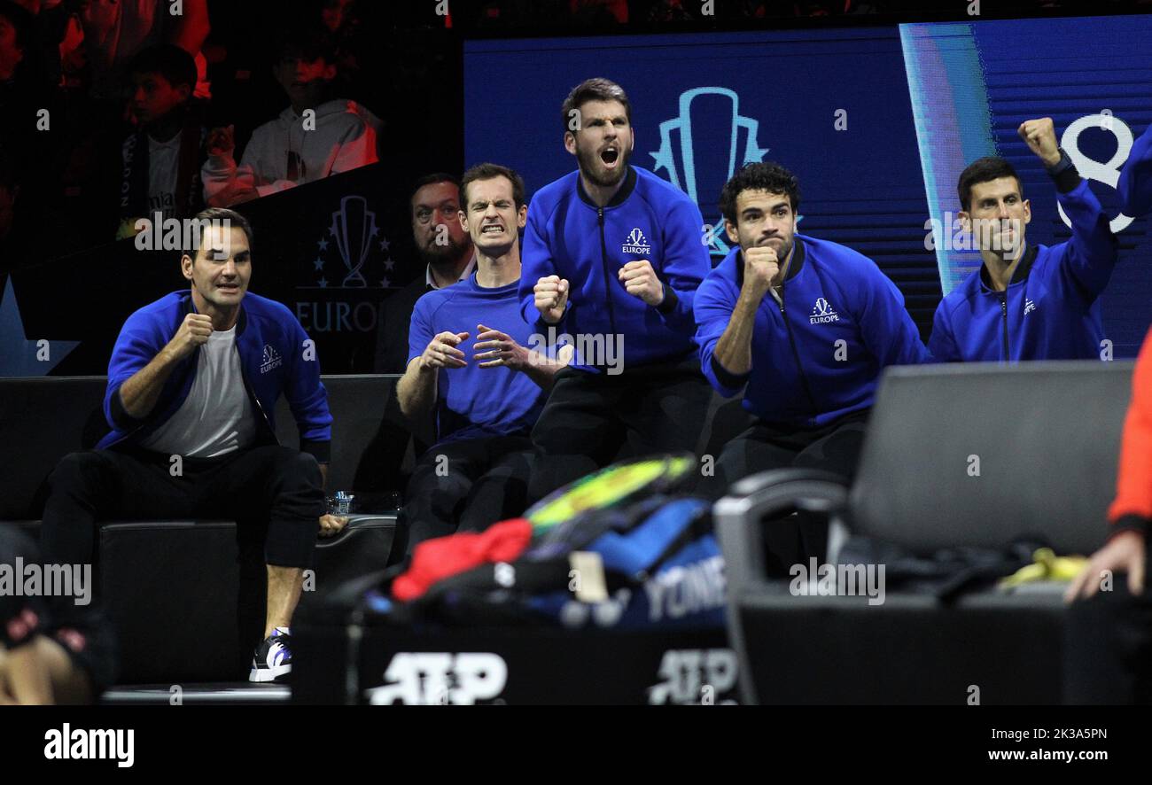 London, UK. 25th Sep, 2022. The Team Europe bench during the ATP Laver ...