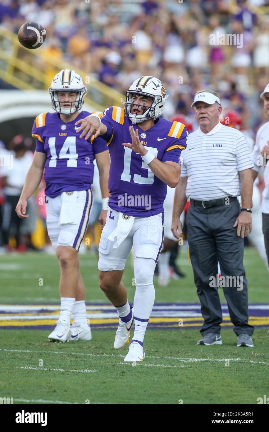 Baton Rouge, LA, USA. 24th Sep, 2022. LSU quarterback Garrett Nussmeier ...
