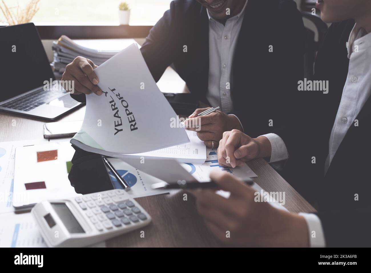 Business People Meeting to discuss and brainstorming the financial ...