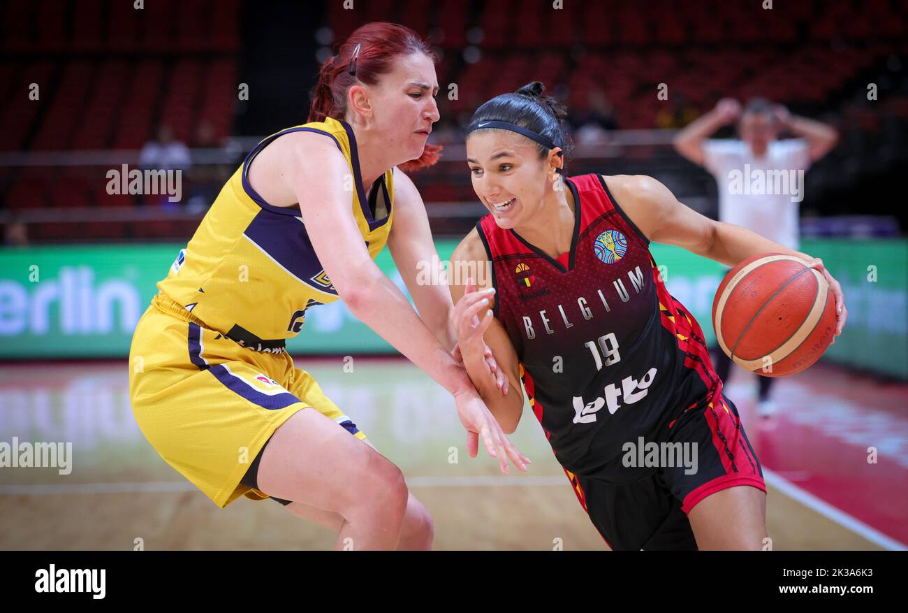 Bosnia's Nikolina Elez and Belgium's Hind Ben Abdelkader fight for the ...