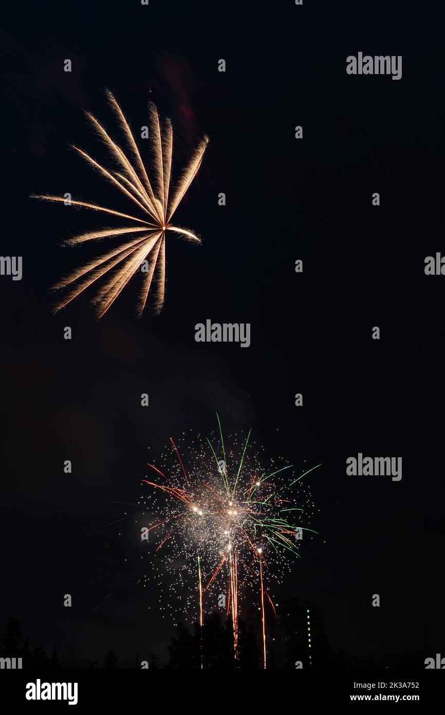 Vibrant fireworks during the Canada Day in Edmonton Stock Photo - Alamy