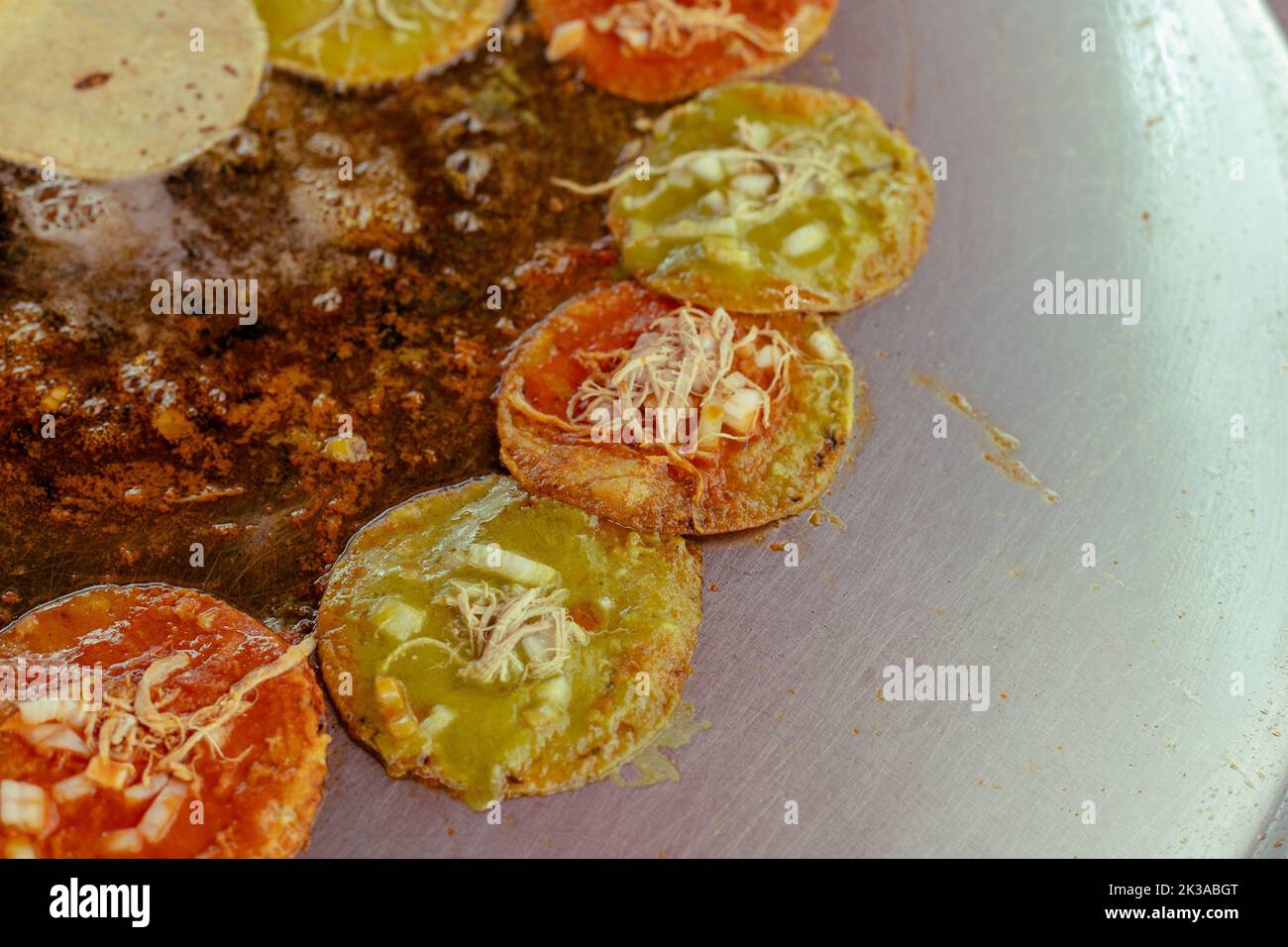 Preparation of chalupas poblanas, Mexican food Puebla Mexico Stock ...