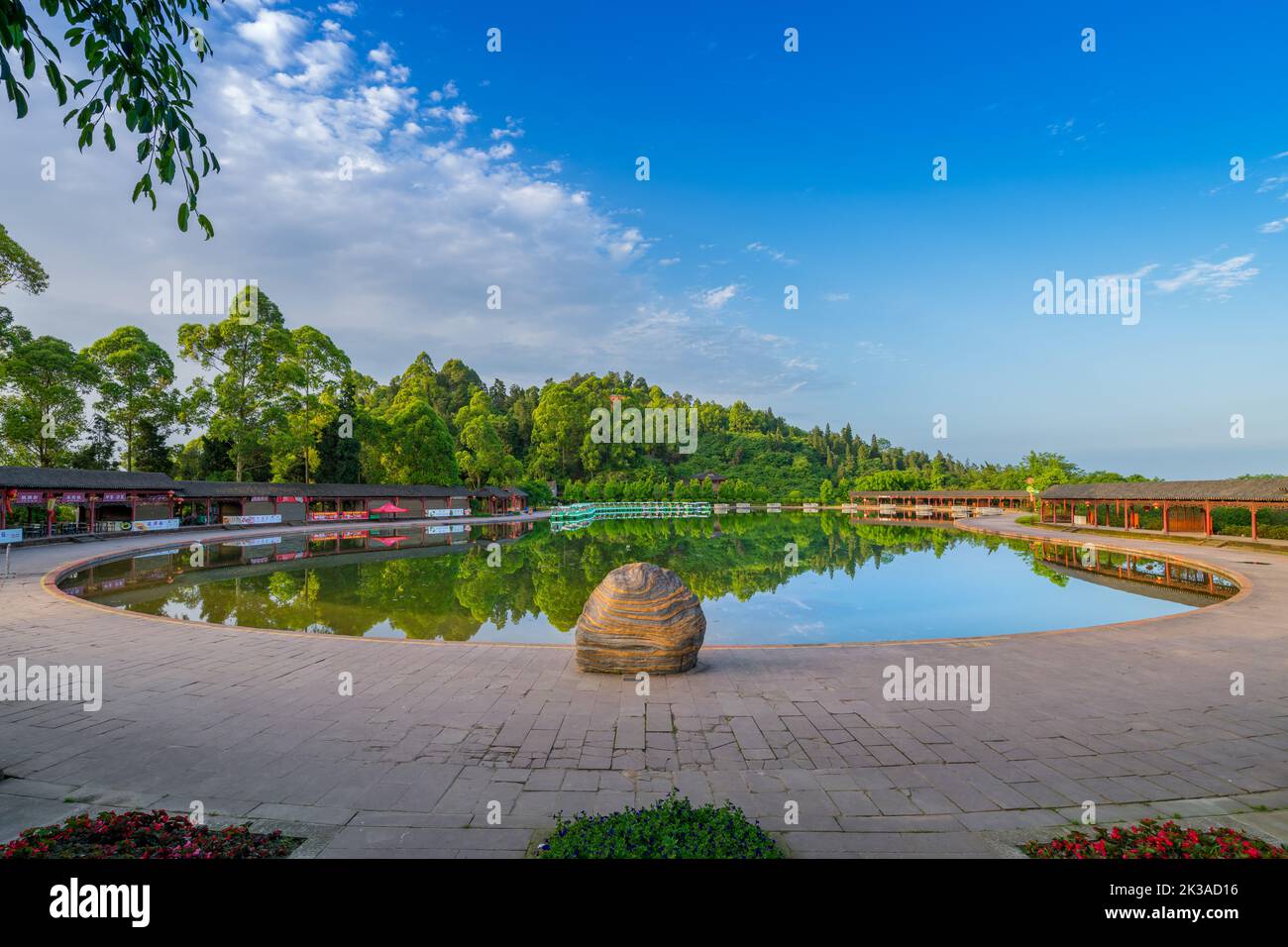 The mountain-top lake scenery of the"Hua Wu Ren Ren" scenic spot in ...