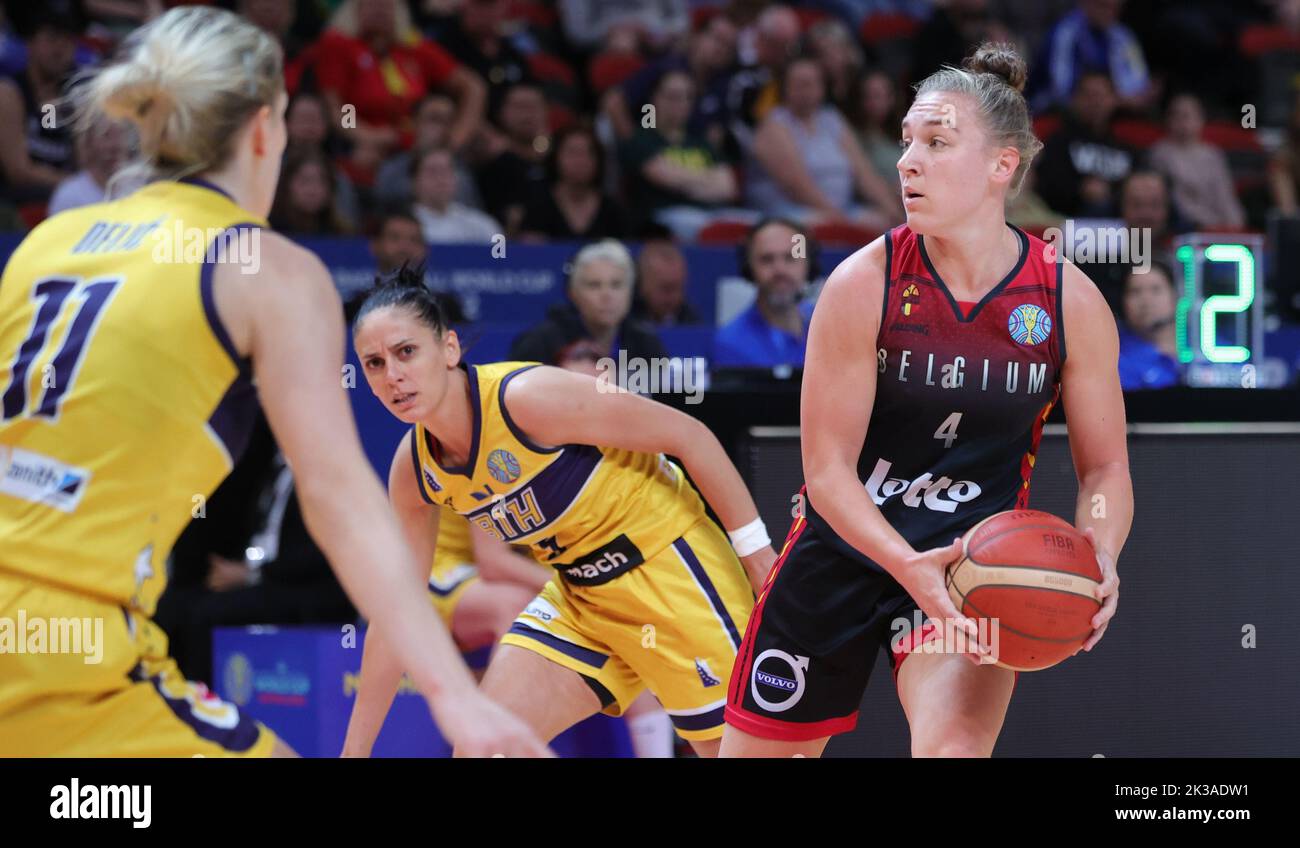 Belgium's Elise Ramette fights for the ball during a basketball game ...