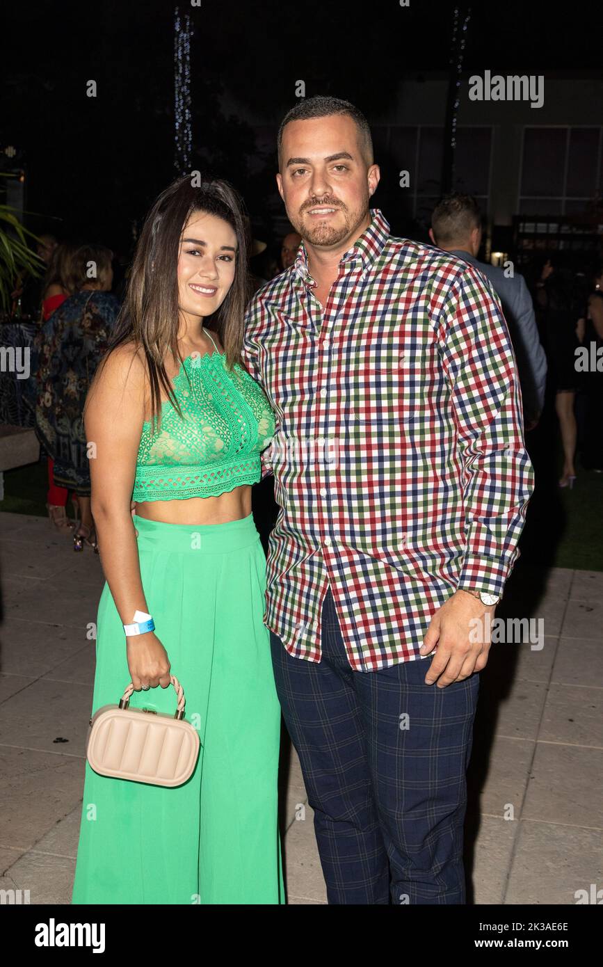 MIAMI, FL - SEP 24: Maria Fernanda Uribe and Eduardo Moya are seen ...