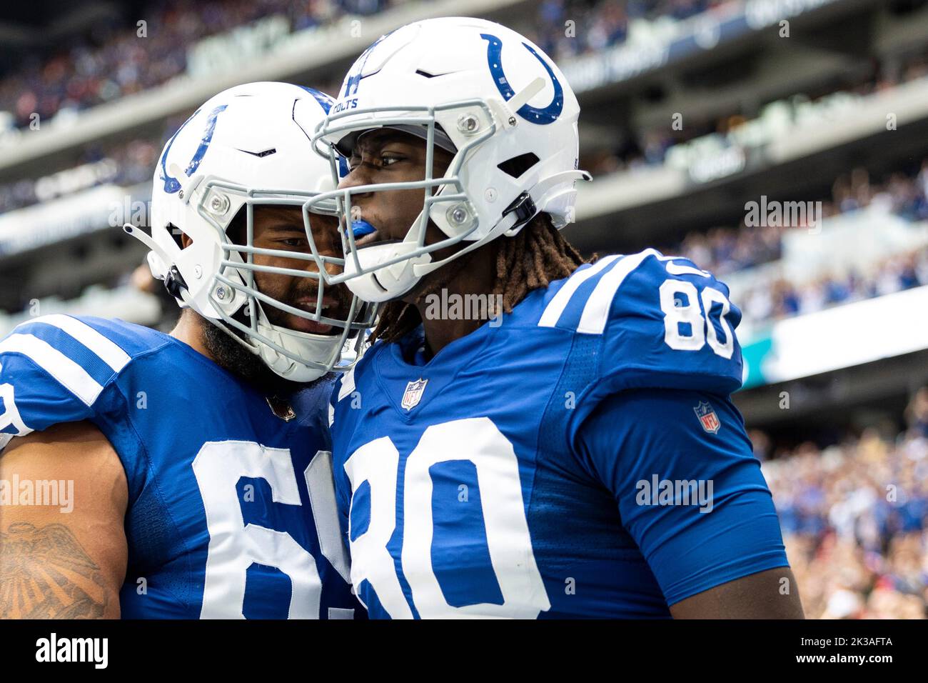 September 25, 2022: Indianapolis Colts tight end Jelani Woods (80) and ...