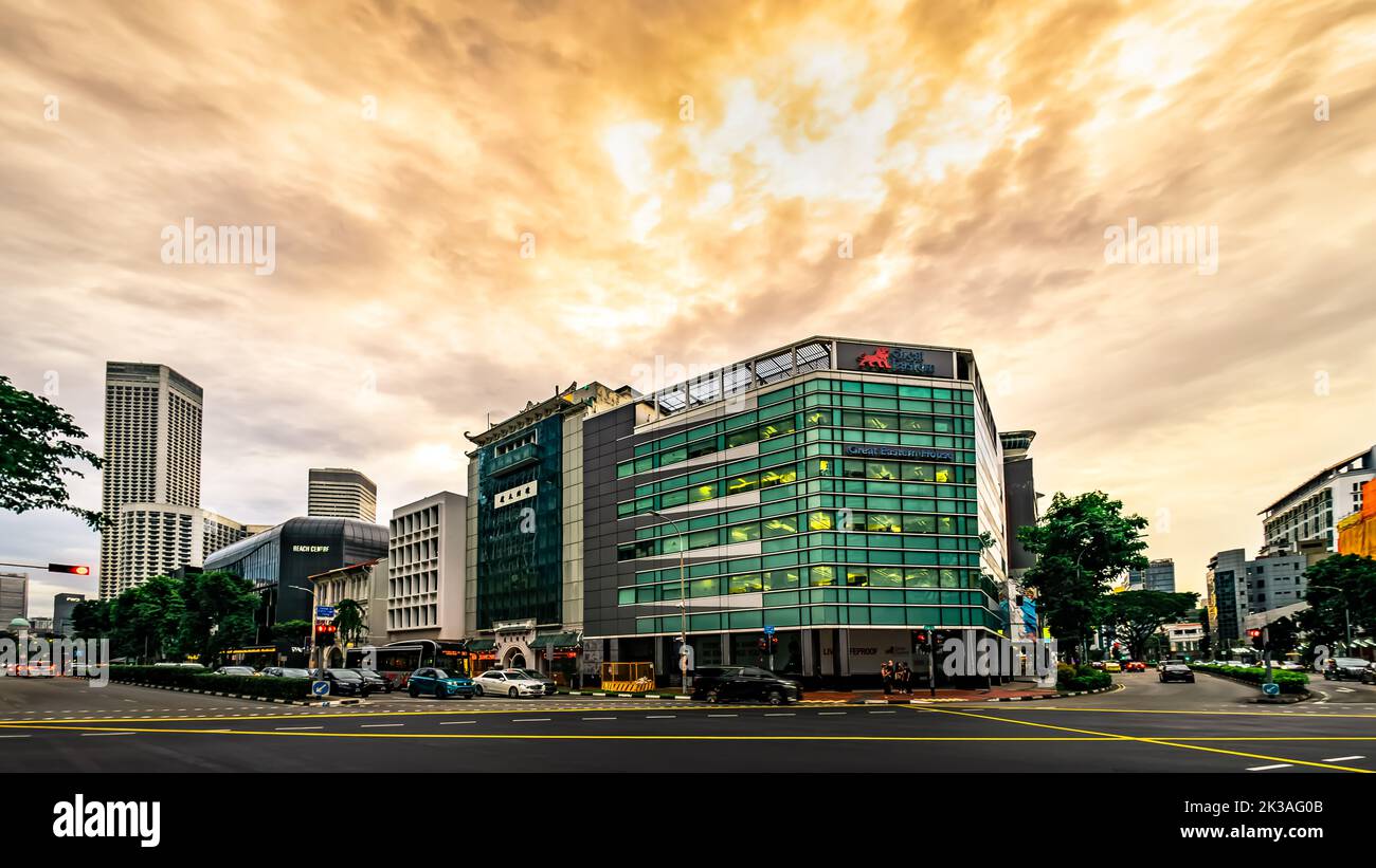 Great Eastern House and Singapore Hainan Hwee Kuan along Beach road and ...